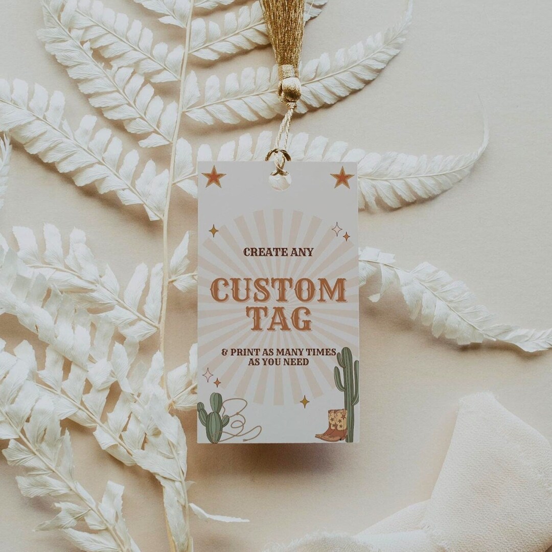 WILD WEST Custom Gift Tag Template | Editable Western Gift Tags ...