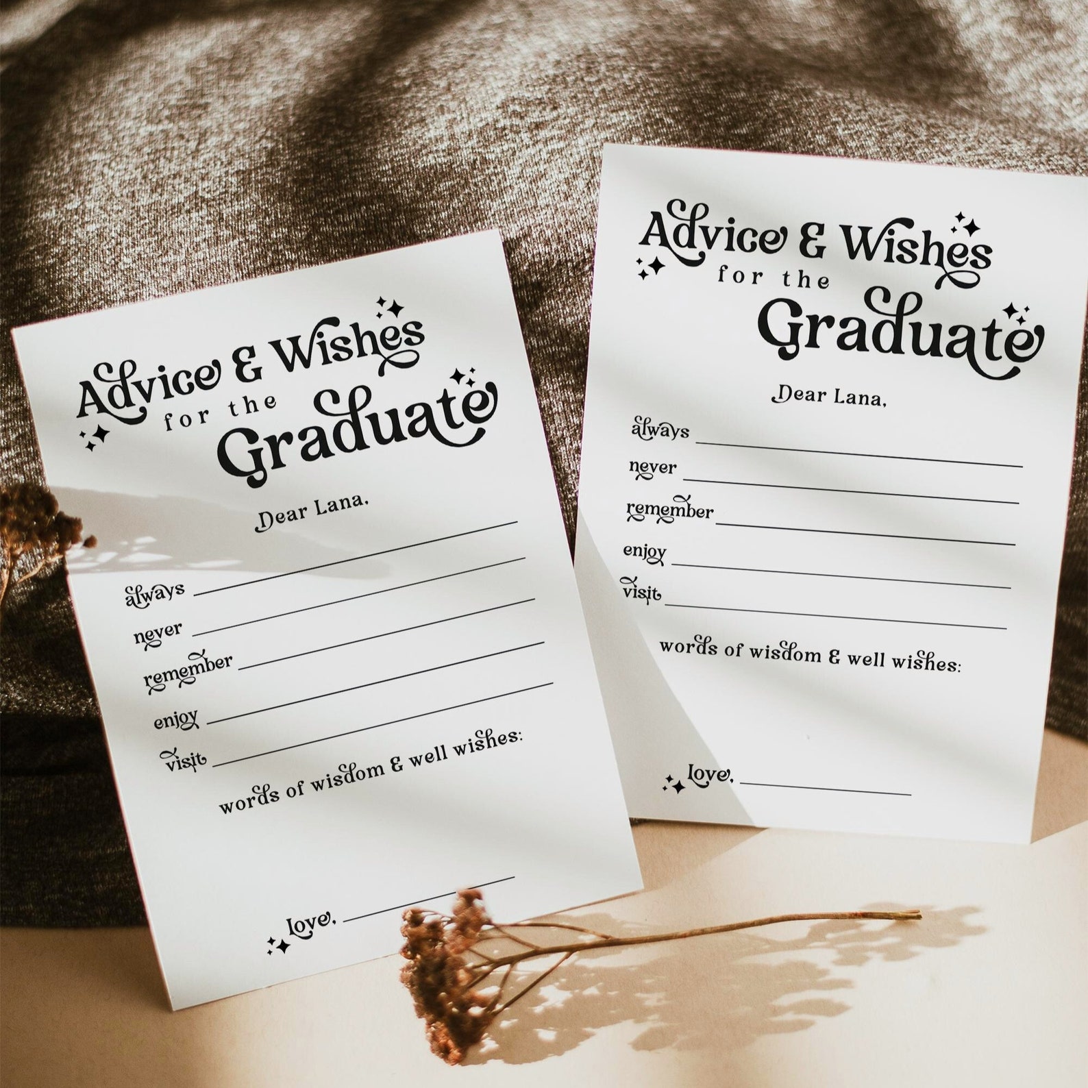 Retro Boho Graduation Wishes Card Template | Graduation Advice + Well ...