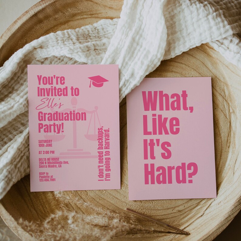 Legally Blond Graduation Invitation Template | Elle Woods College ...