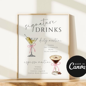 Martini Signature Drinks Bar Sign Template | A Tini Bit Older ...