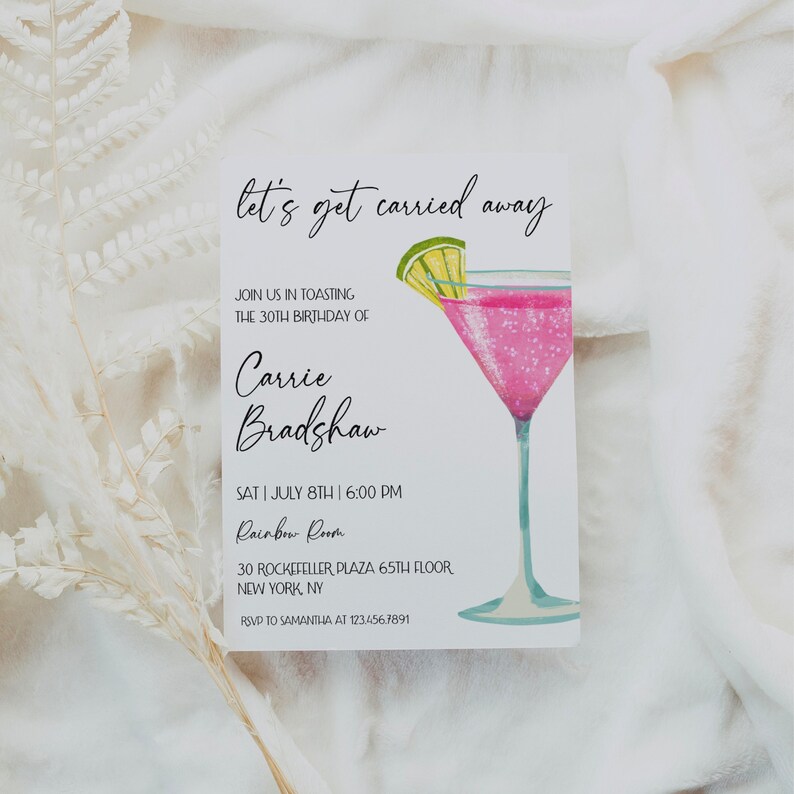 Editable Cocktail Birthday Invitation Template 30th Birthday - Etsy