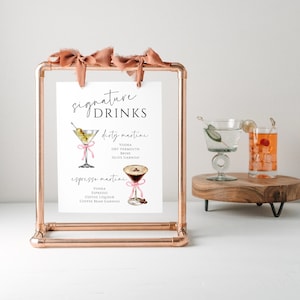 Martini Signature Drinks Bar Sign Template | A Tini Bit Older ...