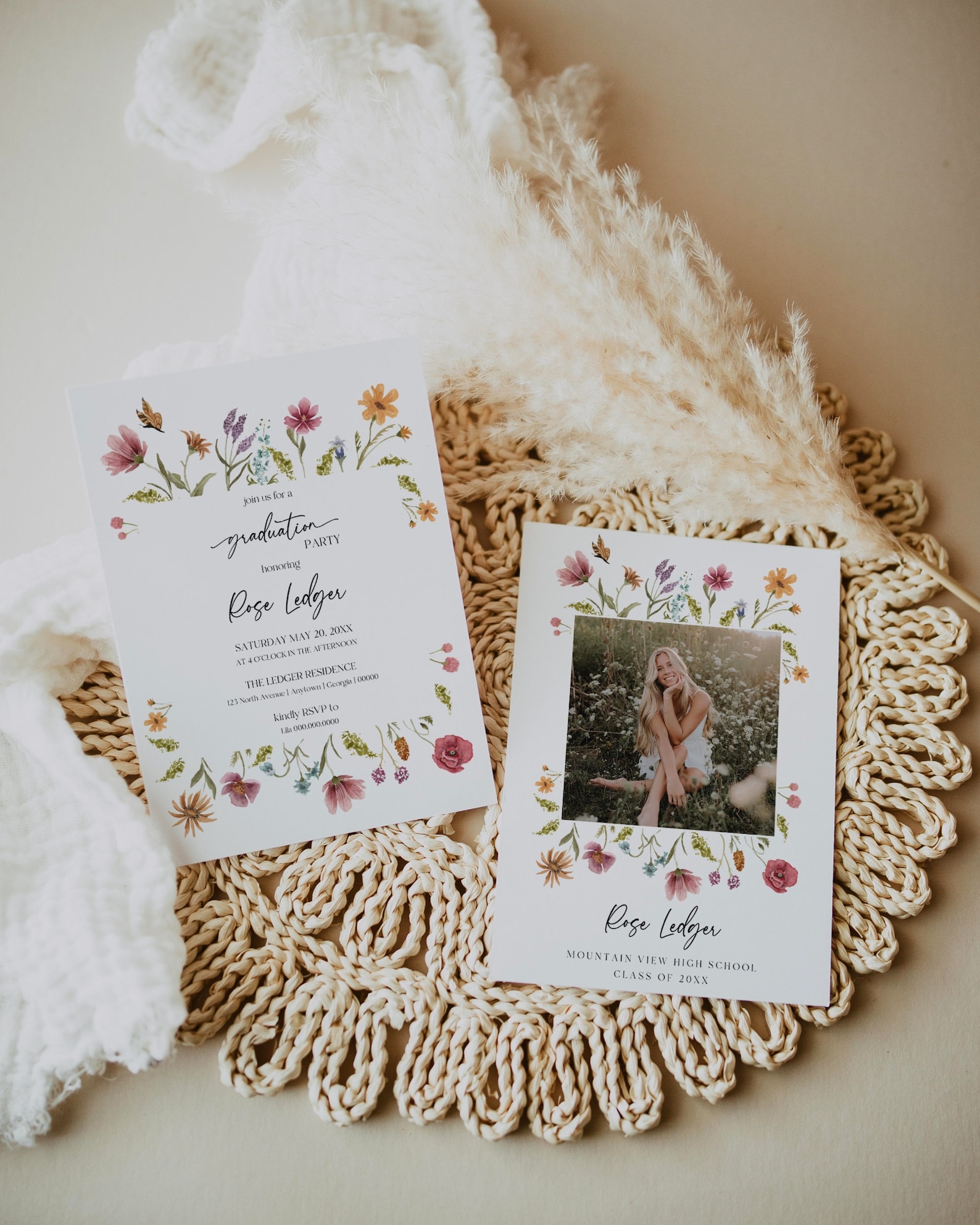 Wildflower Graduation Announcement Template Wildflower - Etsy