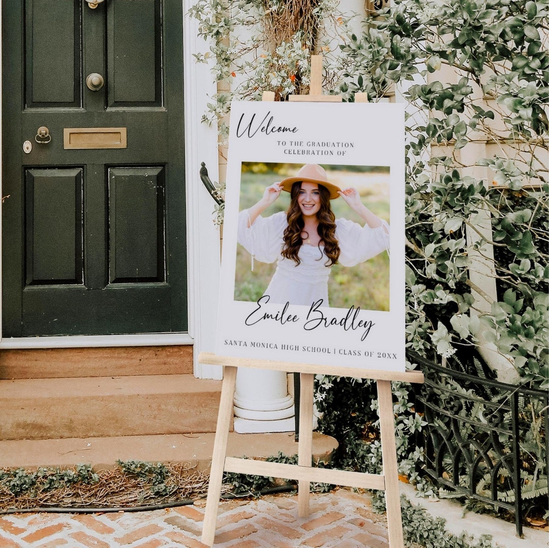 Minimalist Graduation Welcome Sign Template | Custom Graduation Party ...