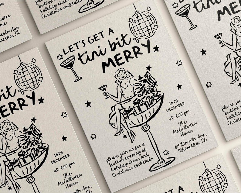 A Tini Bit Merry Christmas Party Invitation | Holiday Cocktail Party ...