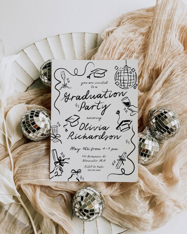 Hand Drawn Graduation Party Invitation Template | Graduation ...