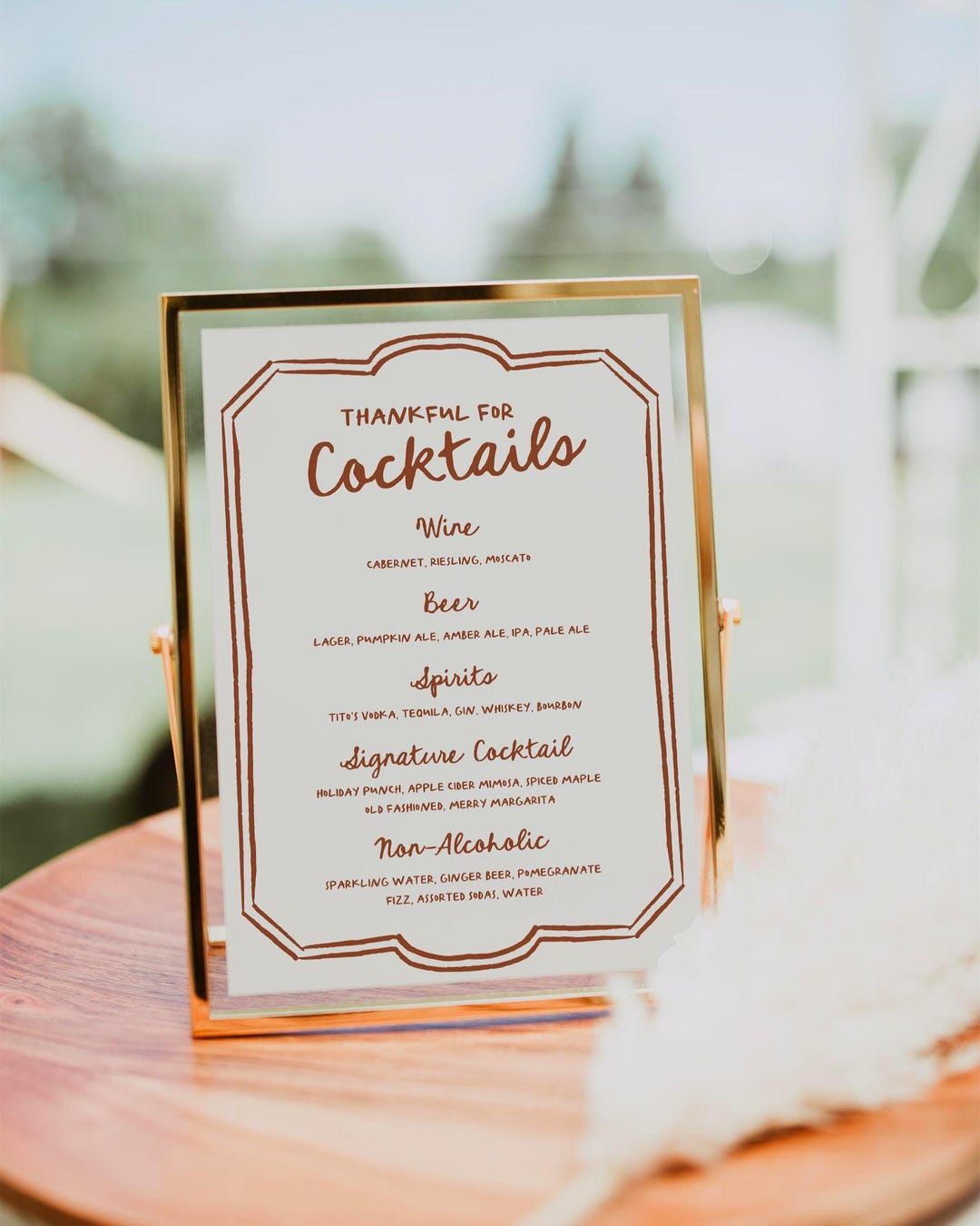 Thanksgiving Cocktail Drink Menu Sign Editable | Fall Cocktail Menu ...