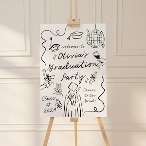 Hand Drawn Graduation Welcome Sign Template 18x24 | Graduation Party ...