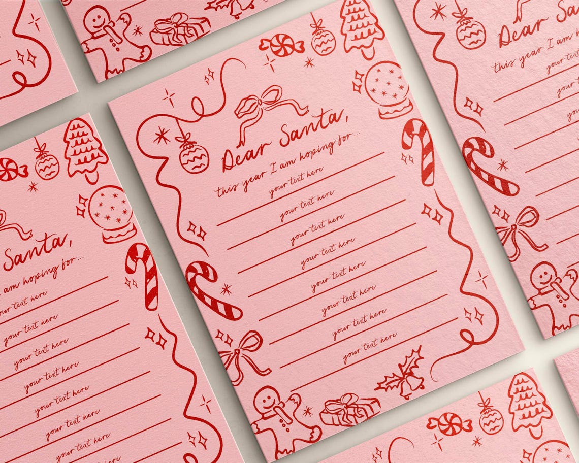 Whimsical Dear Santa Wish List Editable Template | Christmas Wish List ...