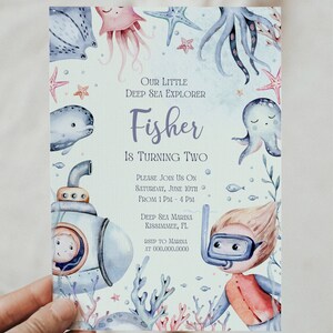 Under the Sea Birthday Invitation | Editable Nautical Deep Diver ...
