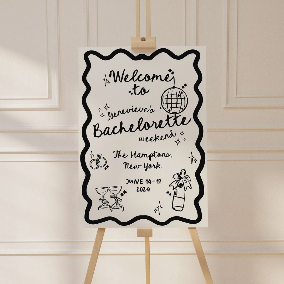 Whimsical Bachelorette Welcome Sign Template, Editable Bachelorette ...