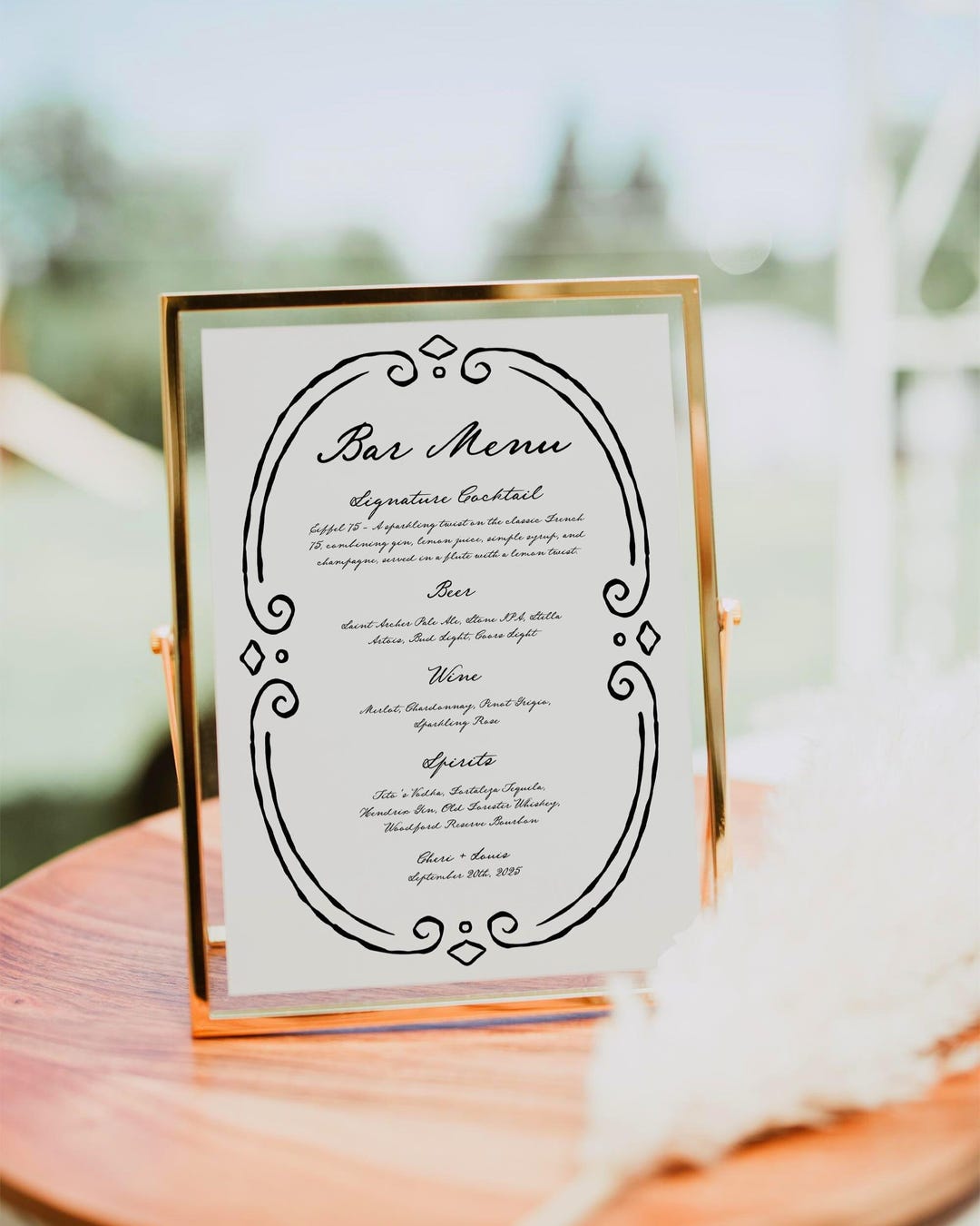 Whimsical Wedding Bar Menu Editable Template | Hand Drawn Bar Menu ...