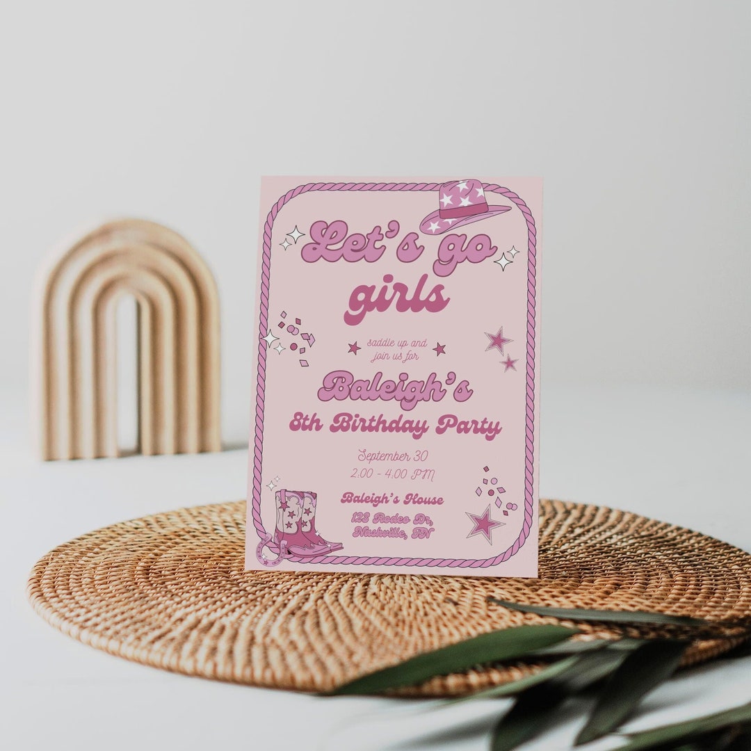 Editable Disco Rodeo Birthday Invitation Template | Pink Cowgirl ...