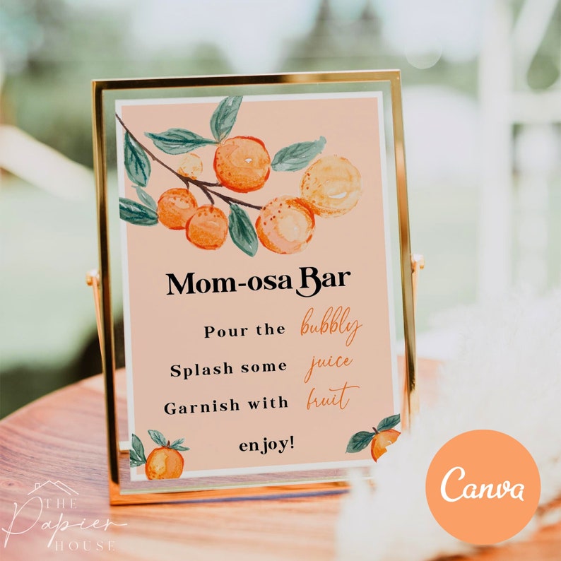 Mimosa Bar Baby Shower Sign Template | Little Cutie Baby Shower Mimosa ...