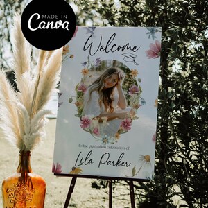 Wildflower Photo Graduation Welcome Sign Template | Grad Party Welcome ...