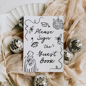 Hand Drawn Graduation Guest Book Sign 5x7 | Whimsical Graduation Party ...