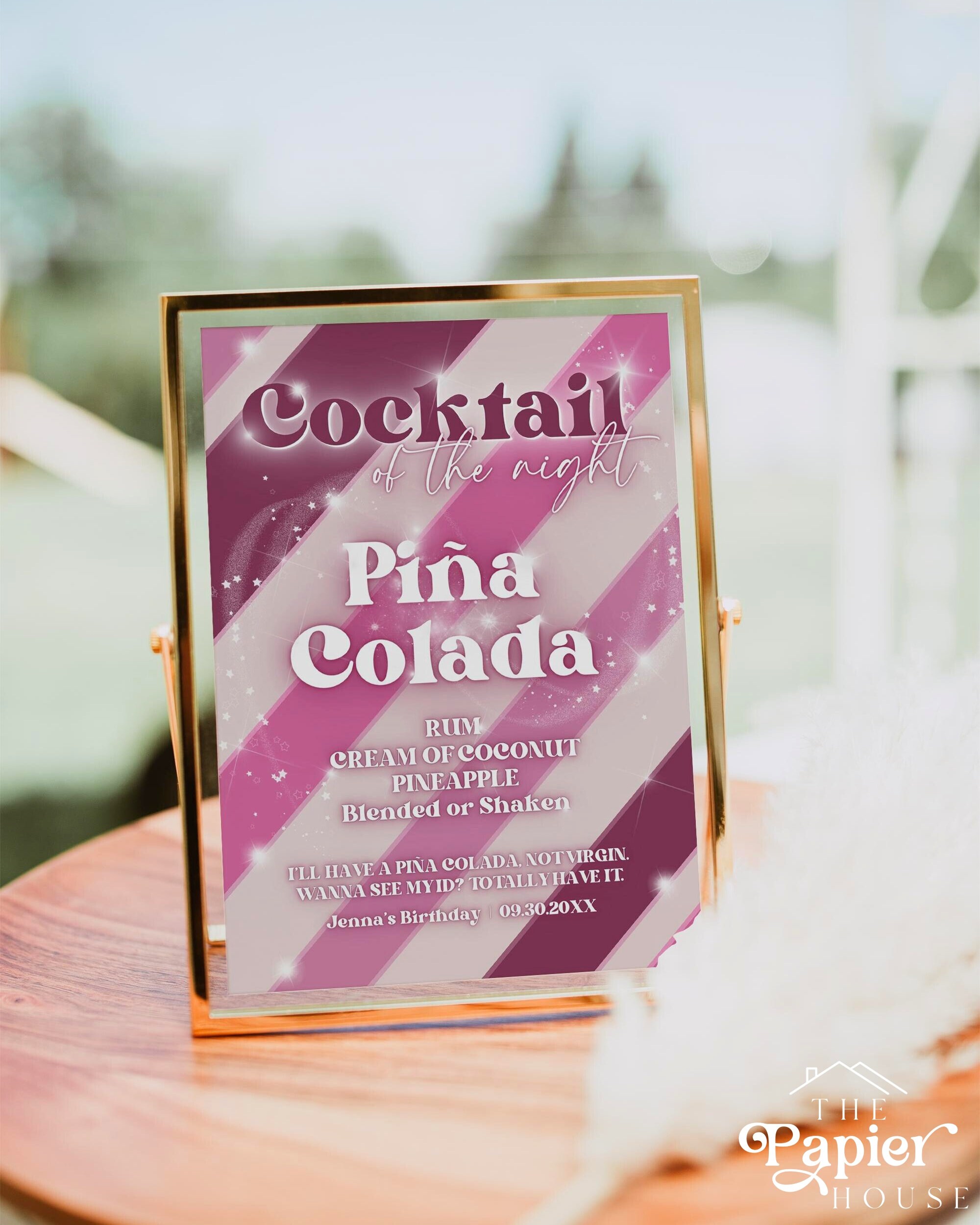 Cocktail Drink Sign Template | 13 GOING ON 30 | Signature Drink | Drink ...