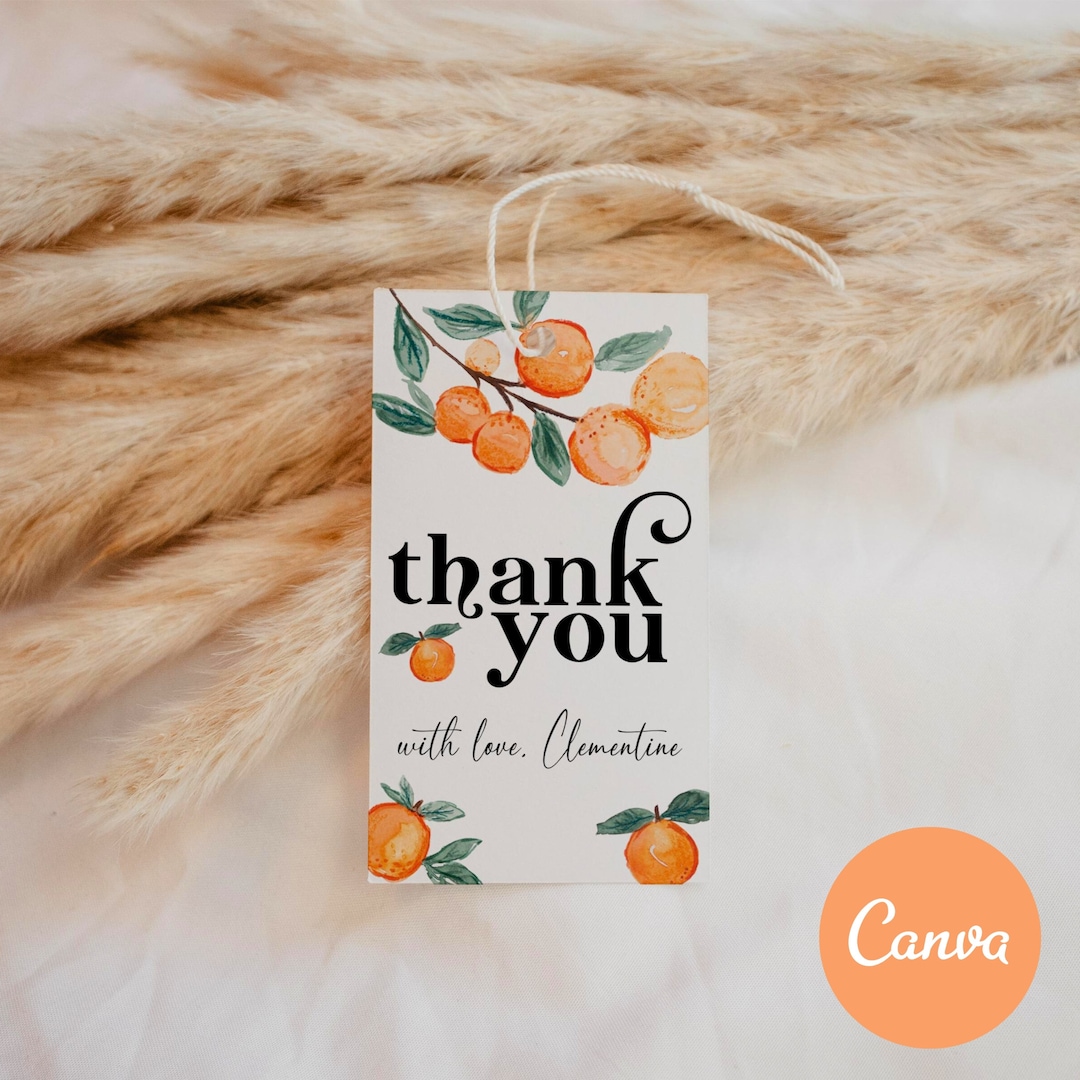 Little Cutie Thank You Gift Tag | Orange Clementine Citrus Baby Shower ...