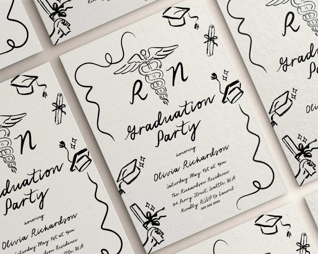 Nurse Graduation Invitation Editable Template | BSN Nursing School ...