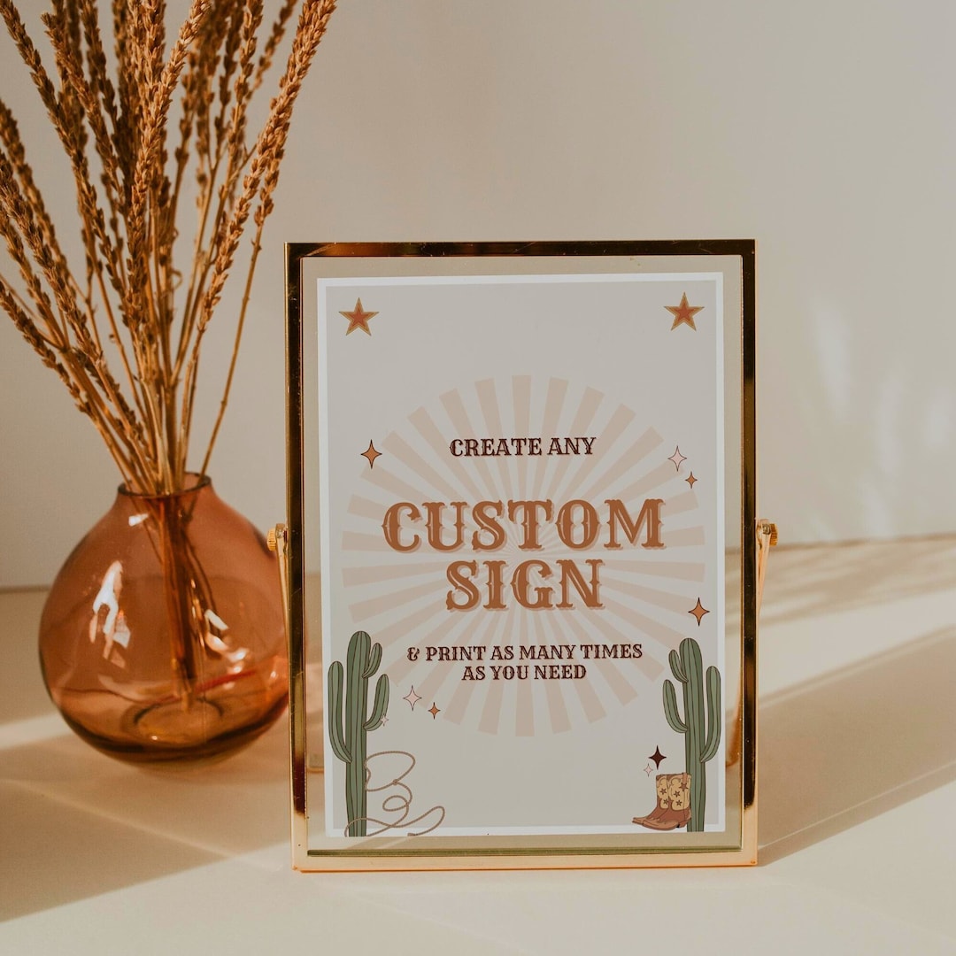 Editable WILD WEST Custom Sign Template | Western Cowboy Birthday Party ...