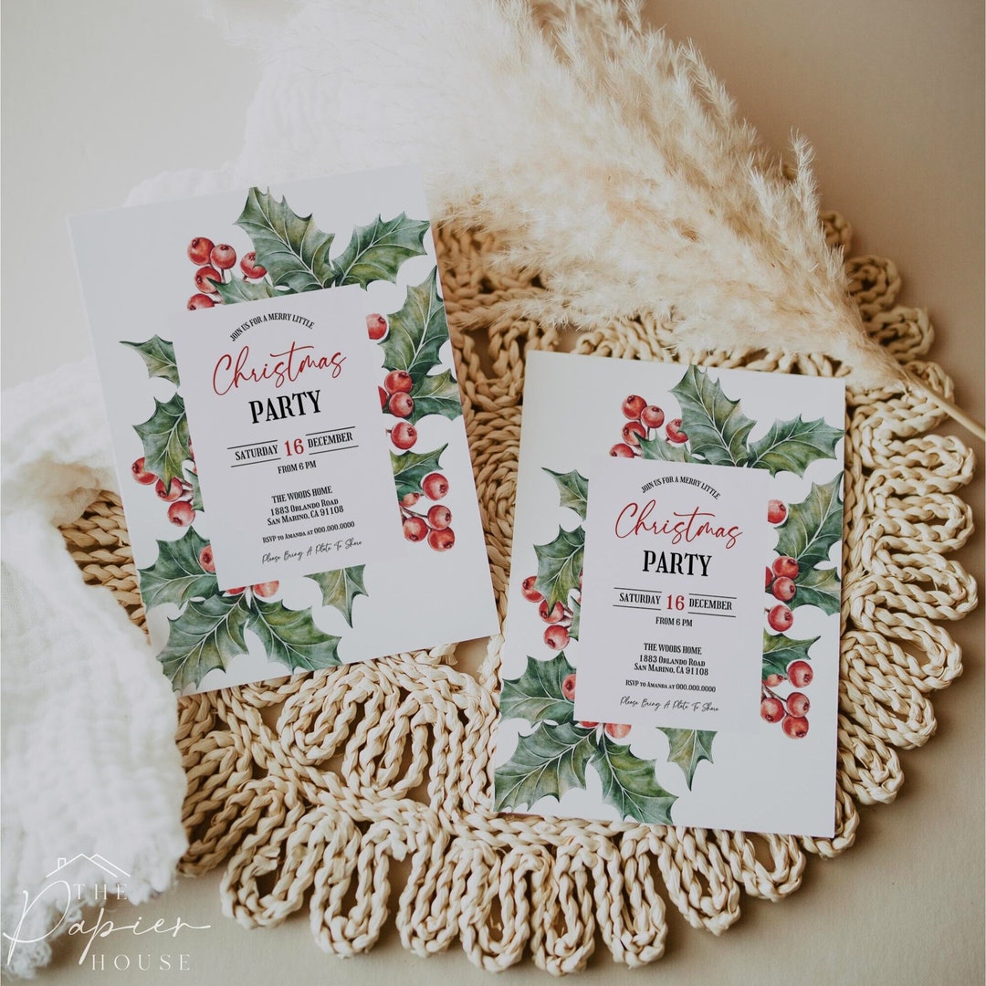 Mistletoe Christmas Party Invitation | Editable Printable Holiday Party ...