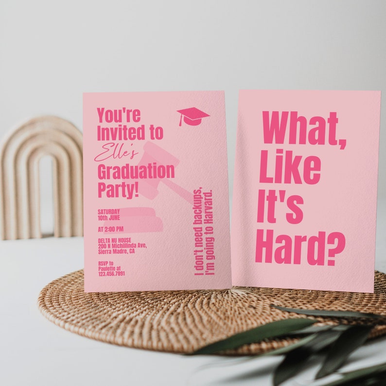 Legally Blond Graduation Invitation Template Elle Woods - Etsy