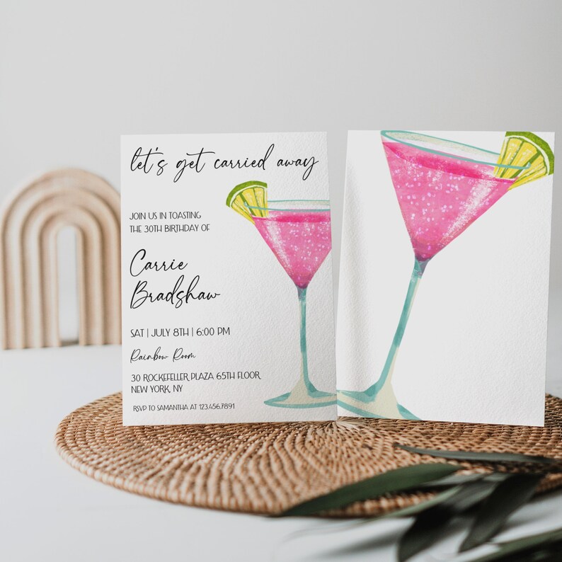 Editable Cocktail Birthday Invitation Template 30th Birthday - Etsy