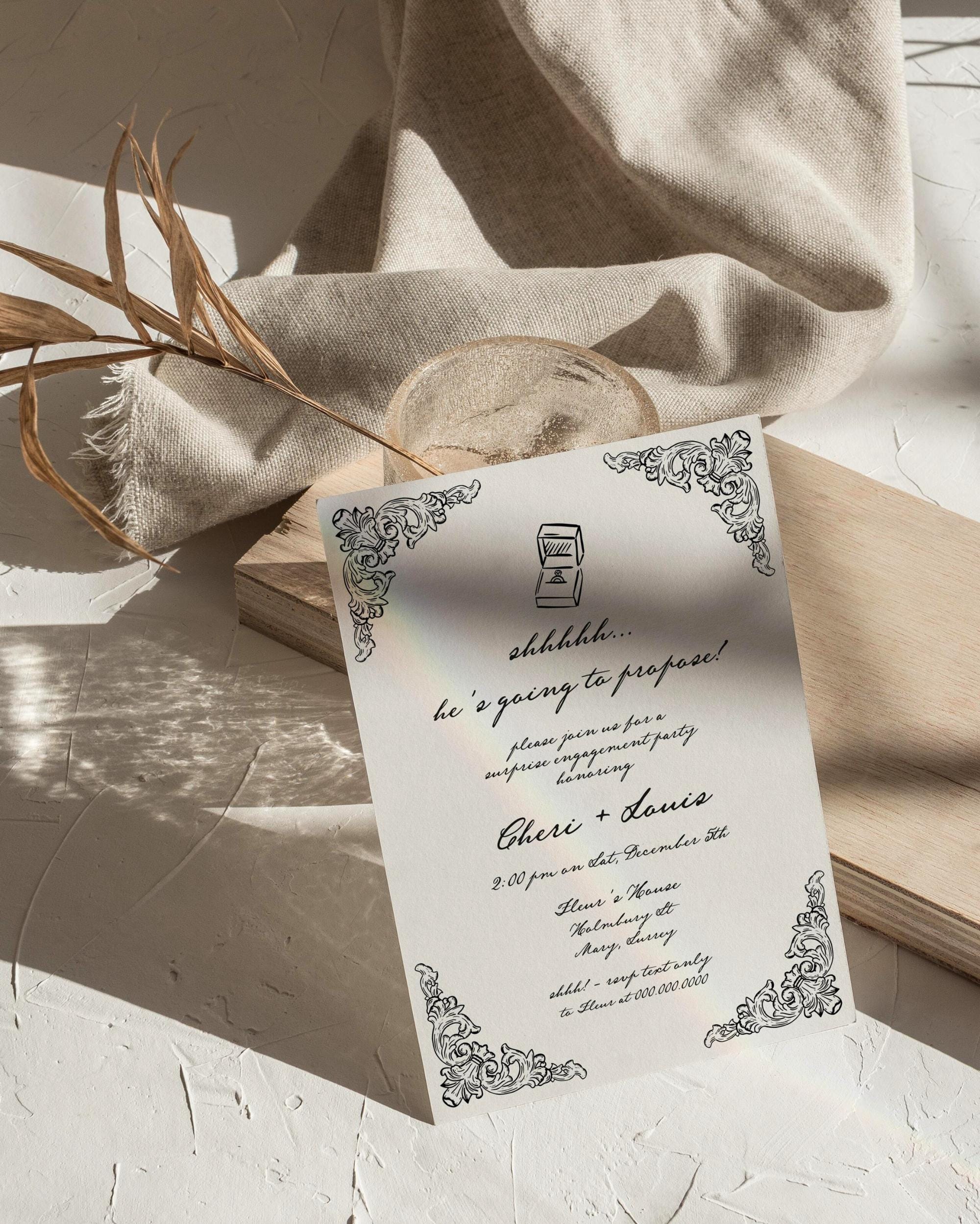 French Baroque Frame Wedding Invitation | Whimsical Wedding Invite ...