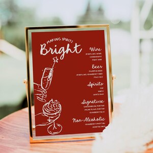 Christmas Cocktail Drink Menu Sign Editable | Holiday Cocktail Sign ...