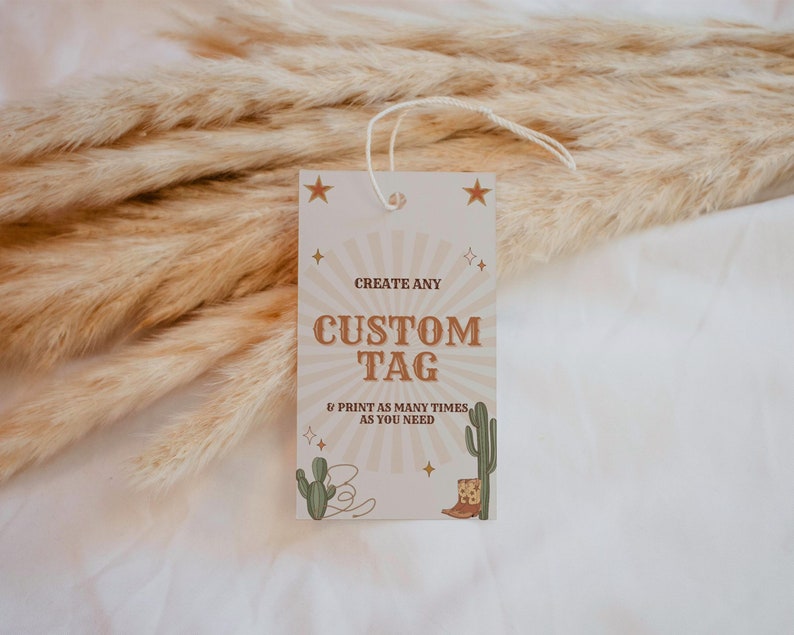 WILD WEST Custom Gift Tag Template | Editable Western Gift Tags ...