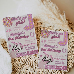 Editable DISCO RODEO Birthday Invitation Template | Western Cowgirl ...