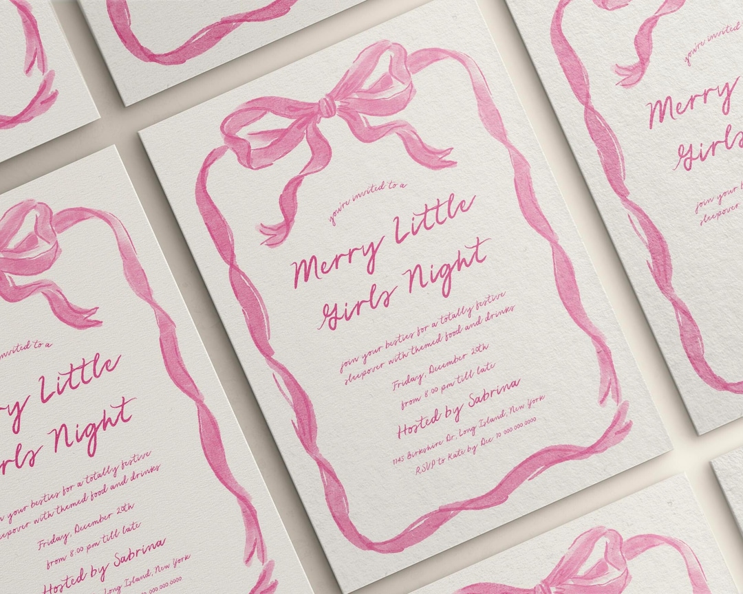 Merry Little Girls Night Christmas Invitation | Holiday Girls Night in ...