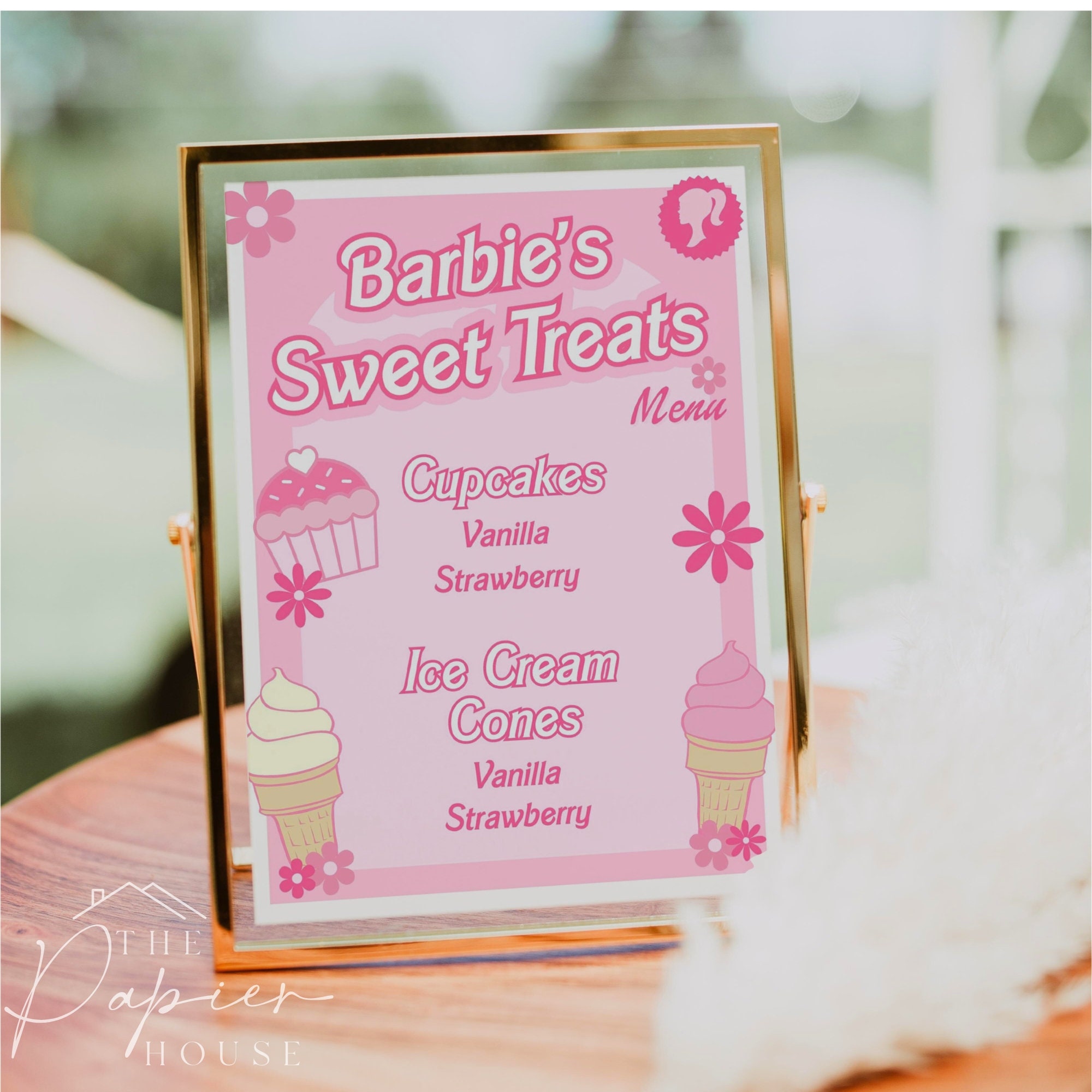 Barb Doll Sweet Treats Menu Template Retro Barb Party Dessert Menu ...