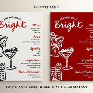Christmas Cocktail Menu Sign Editable | Holiday Cocktail Sign ...