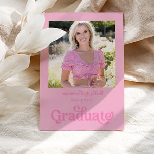 Pink Retro Graduation Invitation Template Graduation Announcement 2024 ...