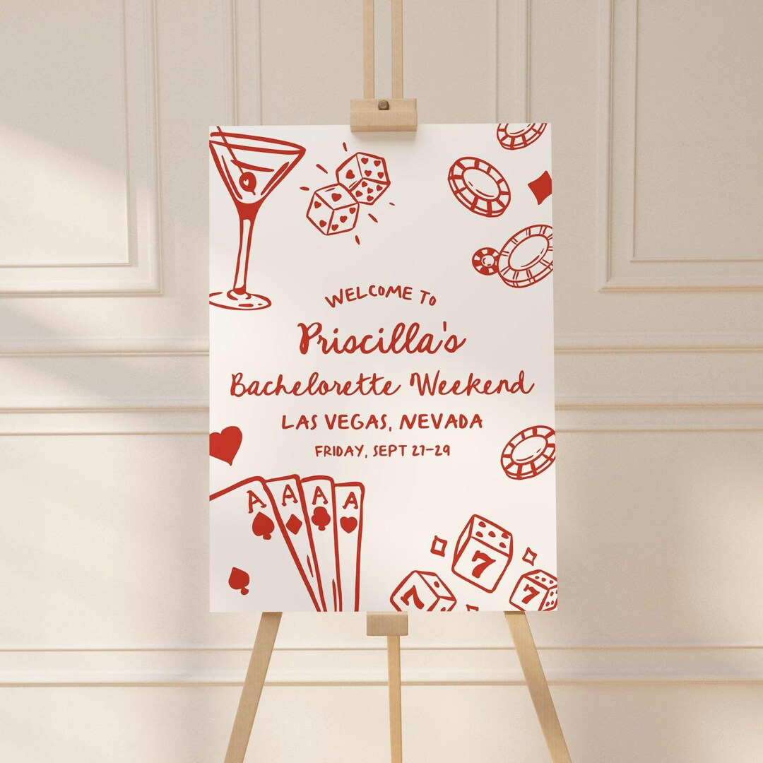 Las Vegas Casino Night Bachelorette Welcome Sign Template, Bachelorette ...