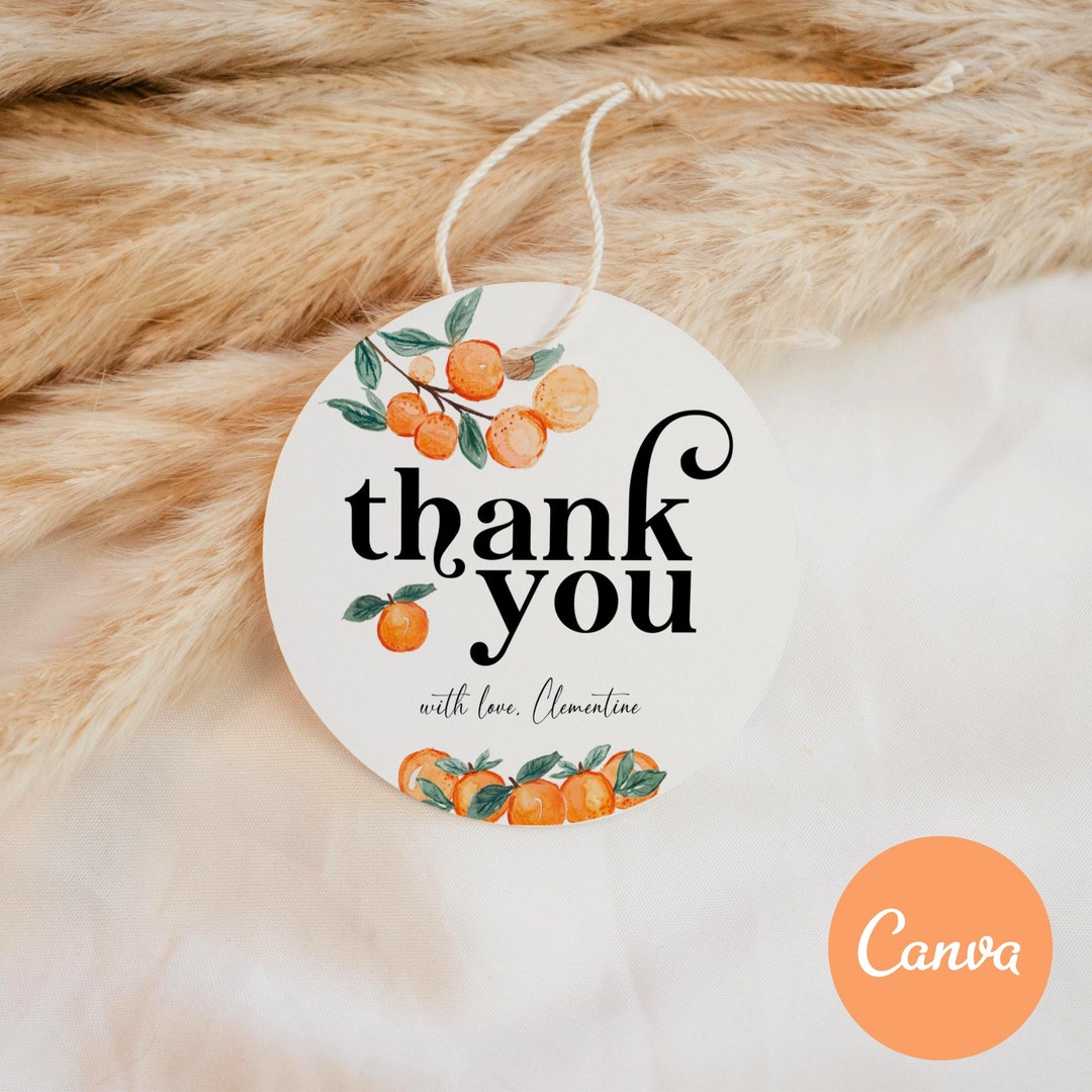 Little Cutie Thank You Gift Tag | Orange Clementine Citrus Baby Shower ...