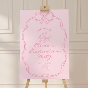 Coquette Bow Graduation Welcome Sign Template | Hand Drawn Graduation ...