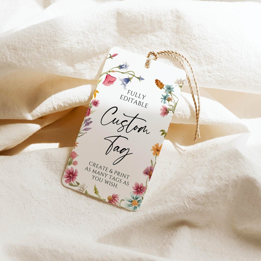 Editable Wildflower Gift Tag Template | Custom Gift Tag | Flower Gift ...