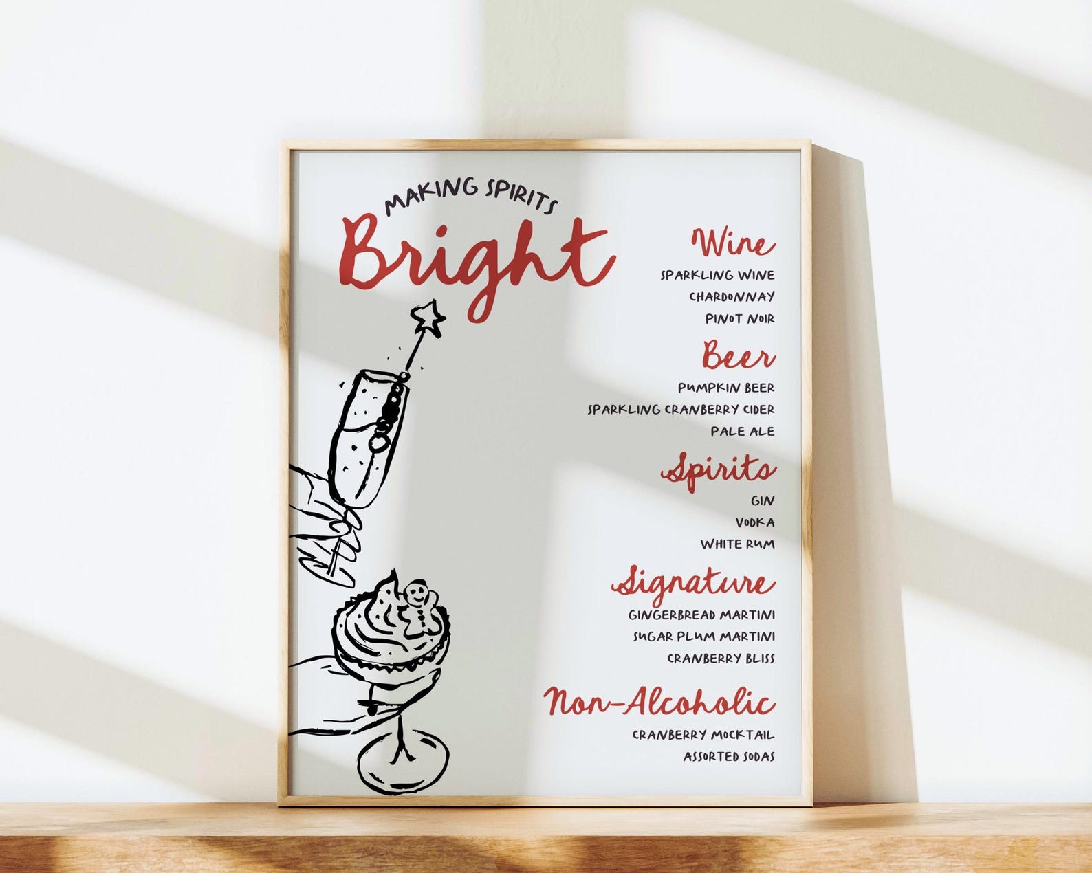 Christmas Cocktail Drink Menu Sign Editable | Holiday Cocktail Sign ...