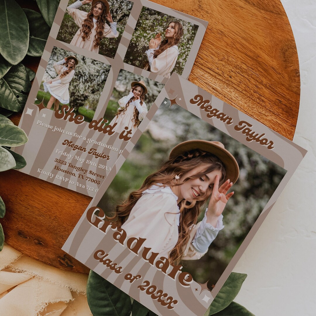 Groovy Graduation Announcement Template | Retro Graduation Announcement ...