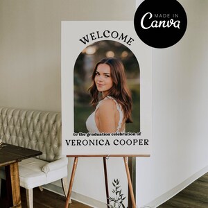 Graduation Photo Welcome Sign Canva Template | Grad Party Welcome Sign ...