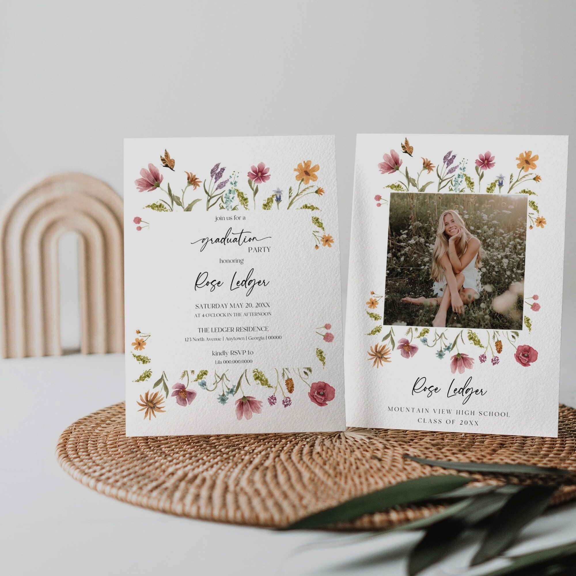 Wildflower Graduation Announcement Template Wildflower Graduation ...
