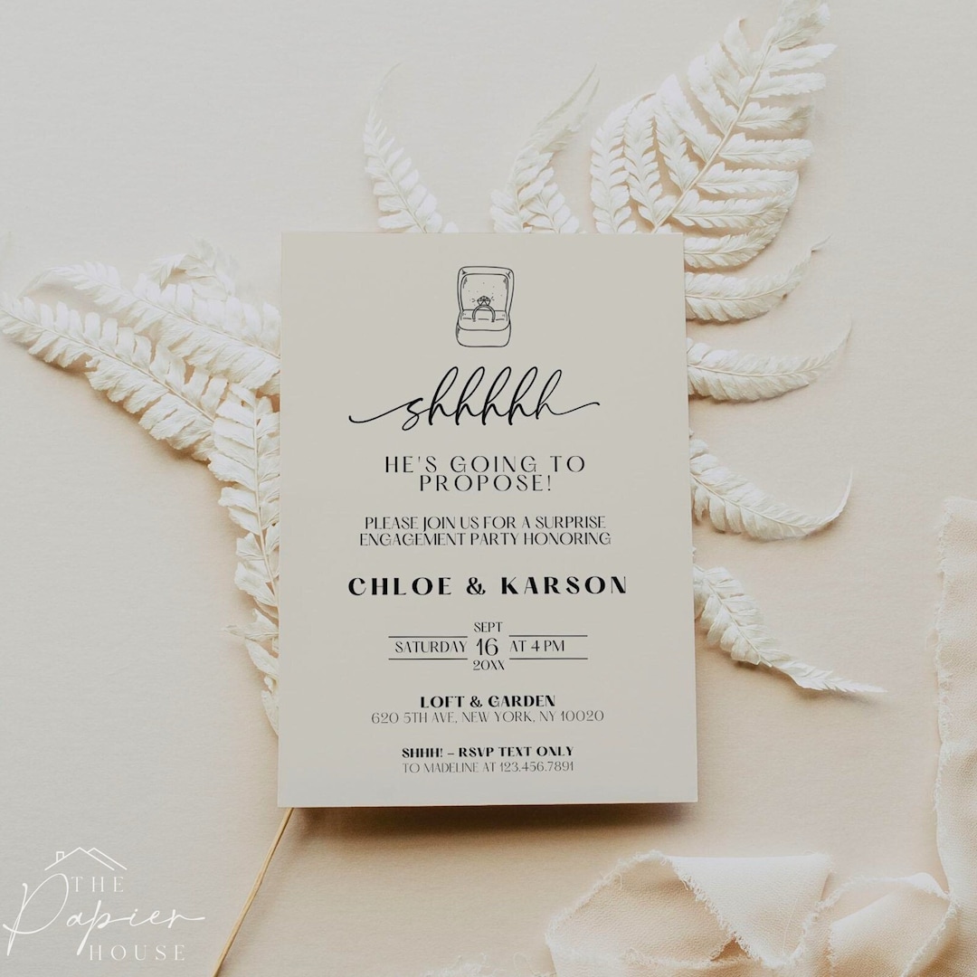 Surprise Engagement Party Invitation Template | Editable Minimal ...