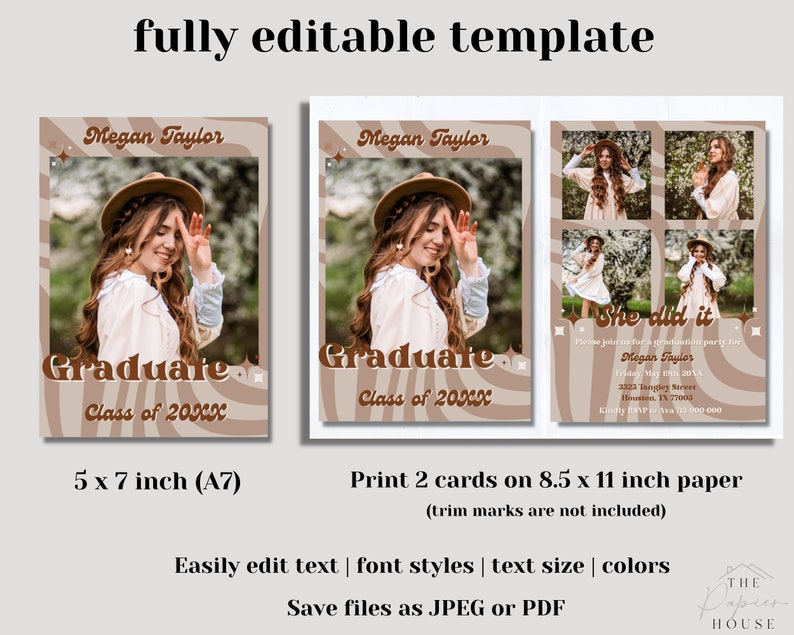 Groovy Graduation Announcement Template Retro Graduation - Etsy