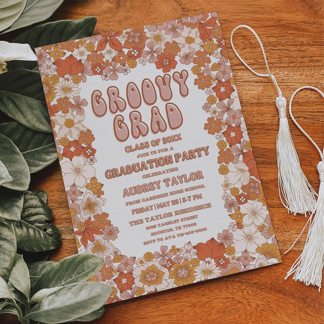 GROOVY Graduation Invitation Template Hippie Retro 70s - Etsy