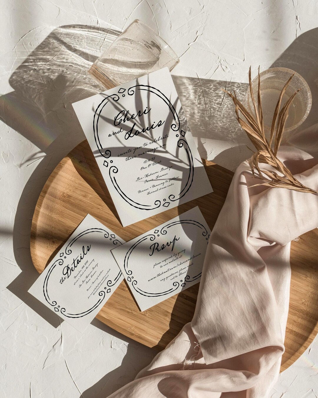 Whimsical Wedding Invitation Suite Hand Drawn | Invite, Details, RSVP ...