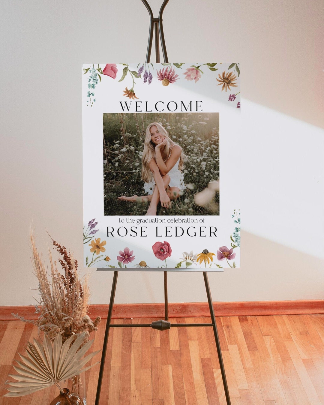 Wildflower Graduation Welcome Sign Template | Grad Party Welcome Sign ...
