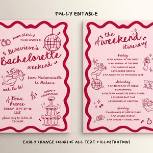 Bachelorette Weekend Itinerary Invitation Editable Template | Paris ...