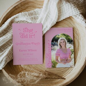 Pink Retro Graduation Invitation Template Graduation Announcement 2024 ...